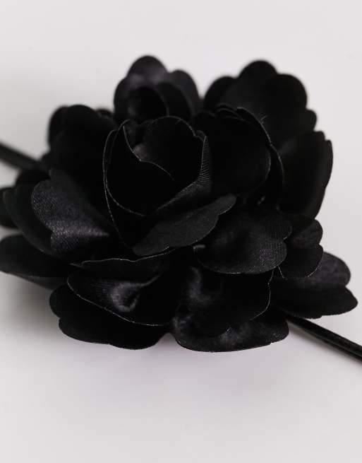 Monki rose corsage necklace in black | ASOS