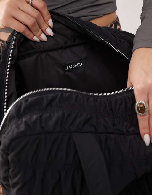Monki ruched smock holdall bag in black | ASOS
