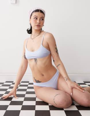 Monki scoop neck bikini in light blue | ASOS