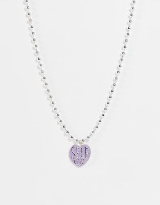 Monki self-love heart necklace in silver | ASOS