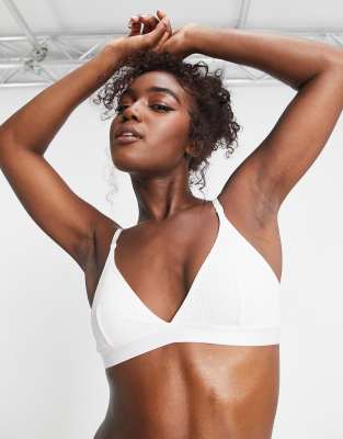 Monki soft triangle bra in white | ASOS