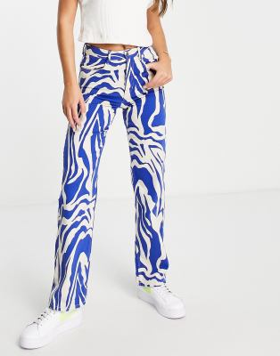 Monki swirl print pants in blue | ASOS