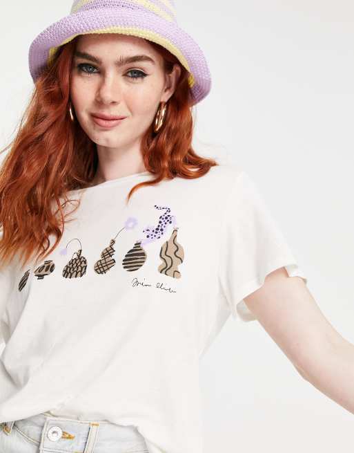 Monki t-shirt with print in white | ASOS