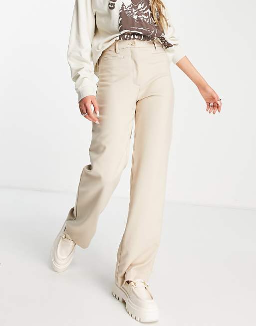 Monki tailored straight leg trousers in beige | ASOS Monki tailored straight leg trousers in beige | ASOS