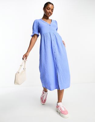 Monki tiered maxi dress in blue | ASOS
