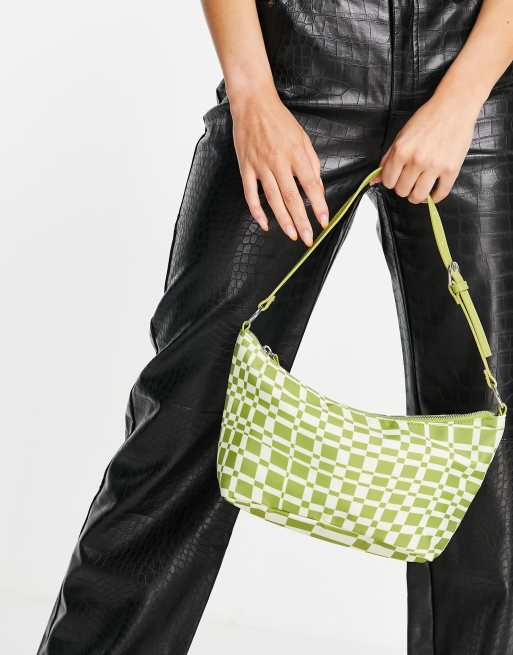 Monki wavy print shoulder bag in green - MGREEN | ASOS