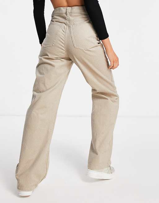 Monki Yoko wide leg cord pants in beige | ASOS Monki Yoko wide leg cord pants in beige | ASOS