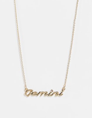 Monki Zodiac Gemini sign necklace in gold | ASOS