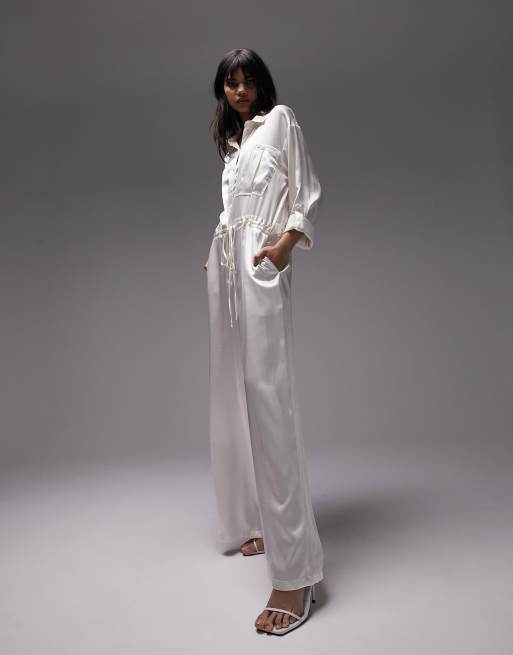 Mono Largo Color Crema Abotonado De Satén Premium De Topshop Asos