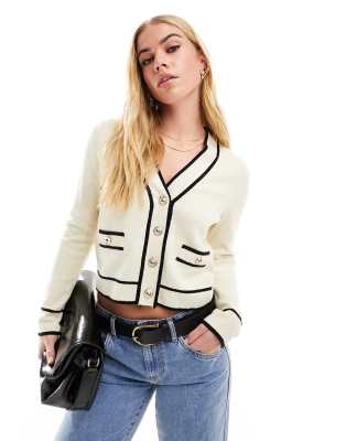 Morgan button detail cardigan in cream | ASOS