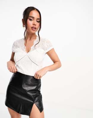 Morgan sheer lace detail body in white | ASOS