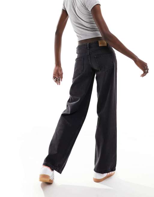 Motel parallel leg low rise jeans in vintage black | ASOS
