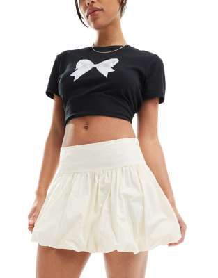 Motel puff ball cotton mini skirt in white | ASOS