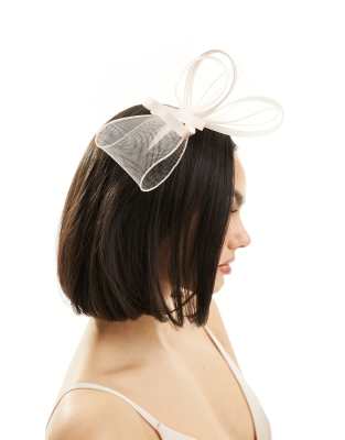 My Accessories bow detail fascinator headband in pale pink | ASOS