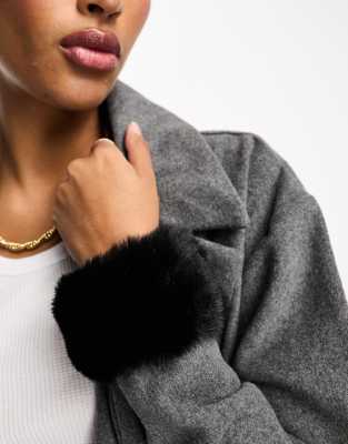 My Accessories faux fur removable sleeve cuffs in black | ASOS