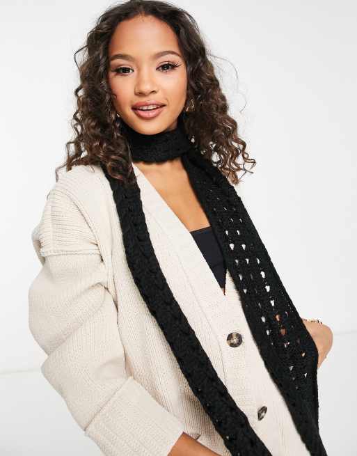 My Accessories London crochet open knit skinny scarf in black | ASOS