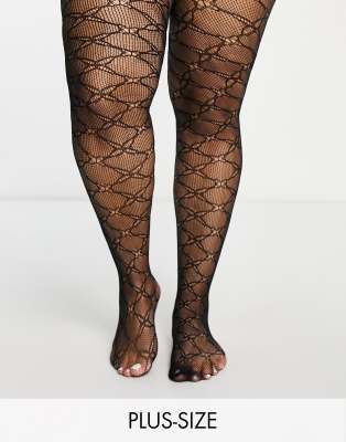 My Accessories London Curve sheer tights in black lace | ASOS