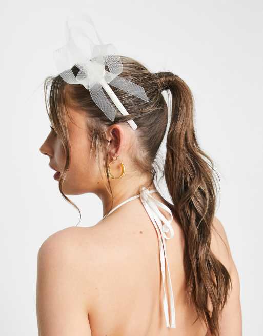 My Accessories London fascinator headband in cream | ASOS