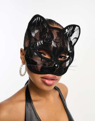 My Accessories London halloween lace cat mask in black | ASOS