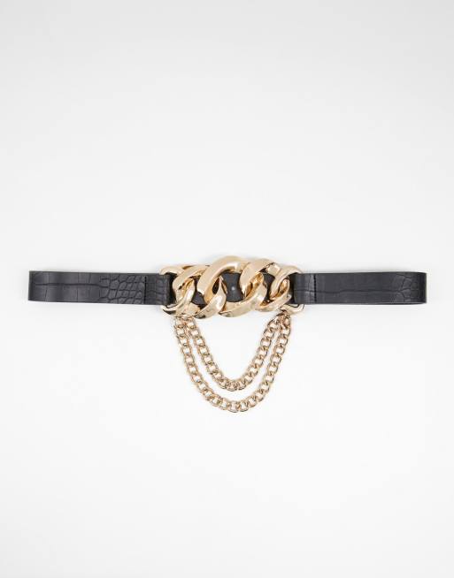 My Accessories London Hip And Waist Blazer Belt With Gold Link And