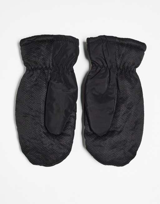 My Accessories London nylon mittens in black | ASOS