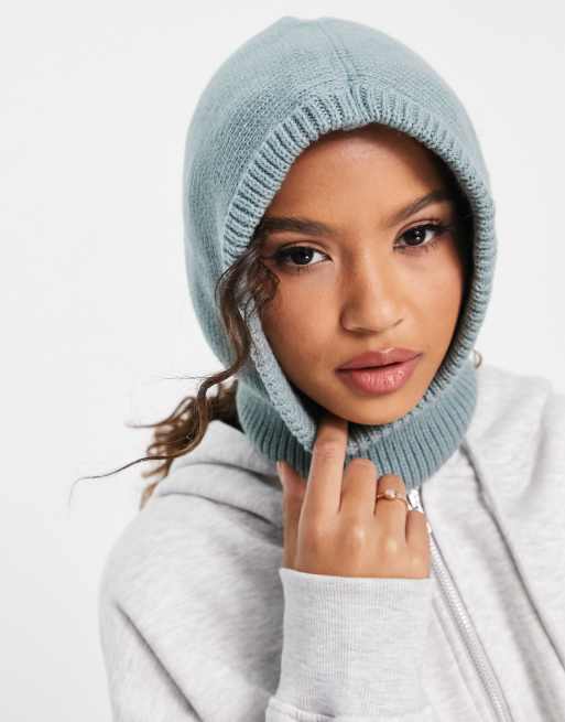My Accessories London ribbed balaclava in muted green | ASOS