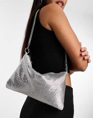 My Accessories London slouchy chainmail shoulder bag in silver | ASOS