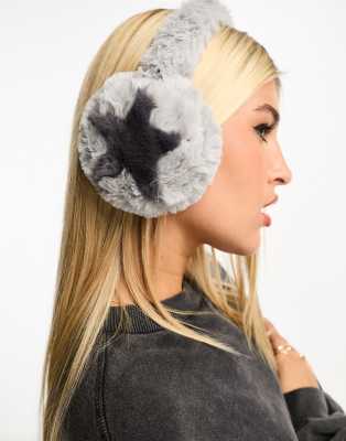 My Accessories London star print ear muffs in grey | ASOS