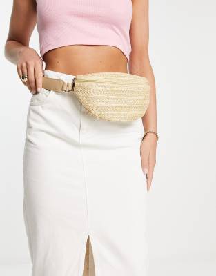 My Accessories London woven bum bag crossbody in straw | ASOS