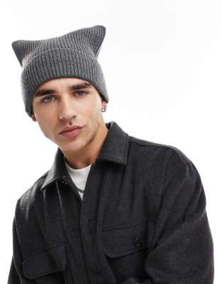 My Accessories Man ribbed square beanie in grey | ASOS
