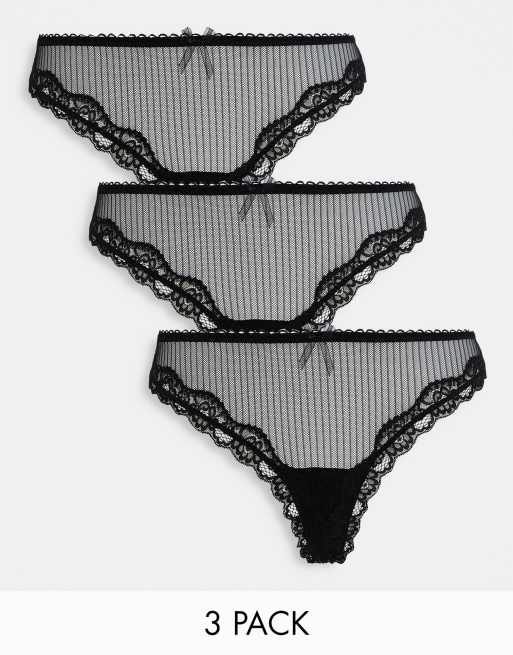 Na Kd 3 Pack Lace Thong In Black Asos