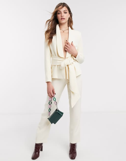 Na Kd Co Ord Darted Wide Leg Trousers In Cream Asos