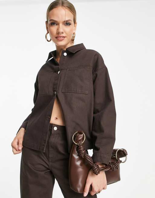 Na Kd Co Ord Soft Denim Overshirt In Brown Asos