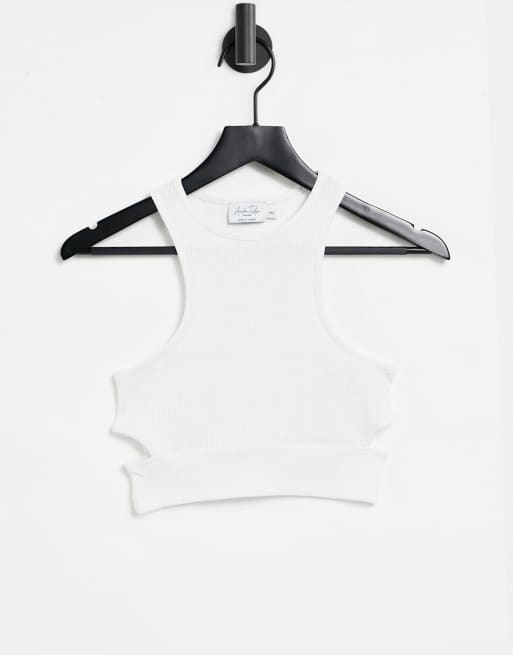 NA-KD cut out ribbed crop top in beige | ASOS