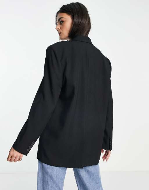 NA-KD dropped shoulder oversized blazer in black | ASOS