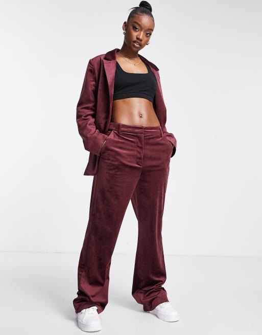 NA-KD - Pantalon ample d'ensemble en velours - Bordeaux | ASOS