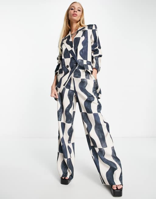 NA-KD - Pantalon ample d'ensemble habillé - Imprimé noir | ASOS