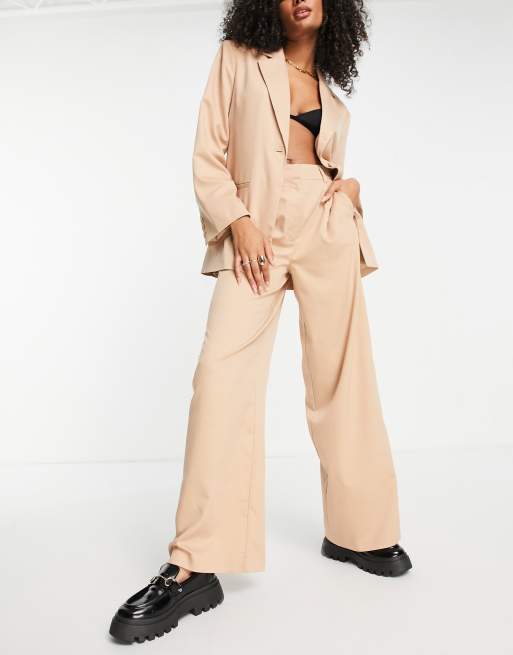 NA-KD - Pantalon large d'ensemble avec poche cœur - Beige | ASOS