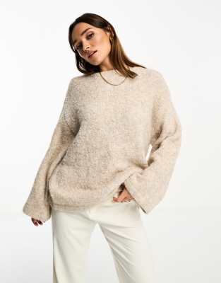 NA-KD x Moa Mattson oversized soft knit jumper in beige | ASOS