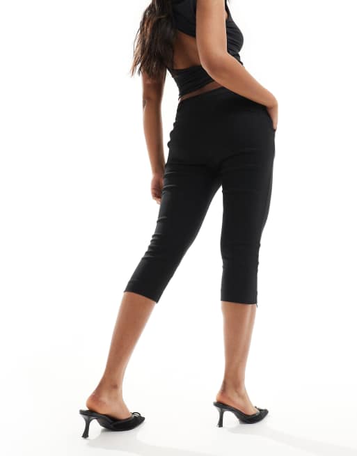 NA KD zip detail capri trousers in black