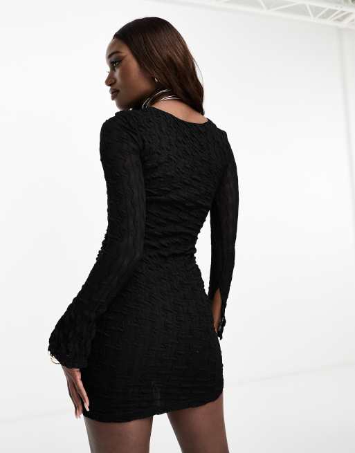 NaaNaa bodycon mini dress with cut out twist detail in black | ASOS