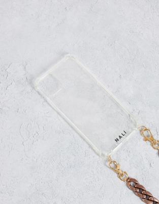 Nali iphone 11 pro max case in clear with bronze chunky chain | ASOS