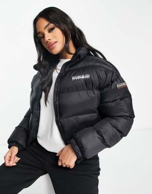 Napapijri a-box crop puffer jacket in black | ASOS