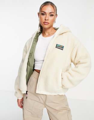 Napapijri A-Harness borg jacket with hood in off white | ASOS