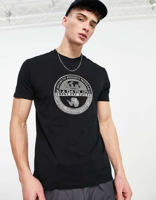 Napapijri - Bollo - T-shirt à imprimé sur la poitrine - Noir | ASOS