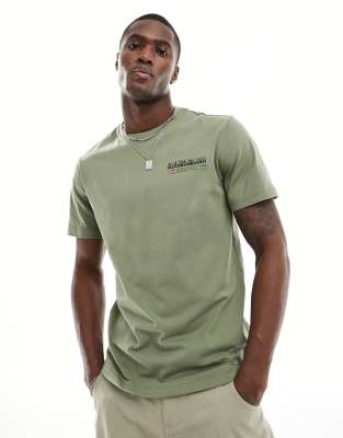 Napapijri Kasba small logo t-shirt in khaki | ASOS