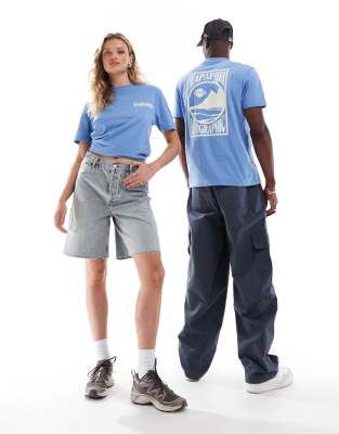 Napapijri Mele landscape backprint t-shirt in light blue | ASOS