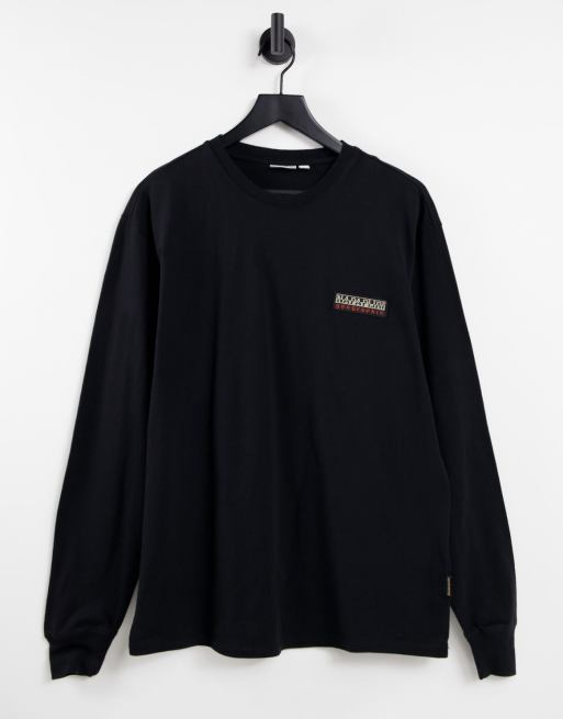 Napapijri Patch long sleeve t-shirt in black | ASOS
