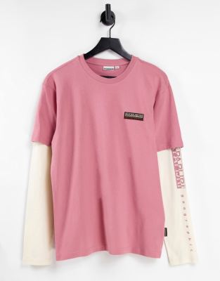Napapijri Roen long sleeve t-shirt in pink | ASOS