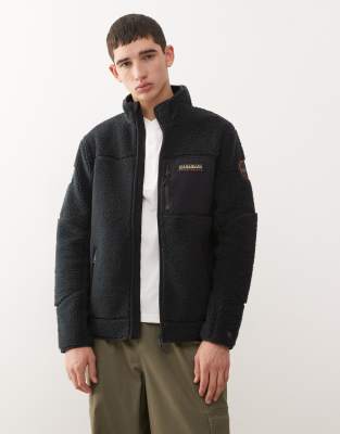 Napapijri Yupik fleece jacket in black | ASOS